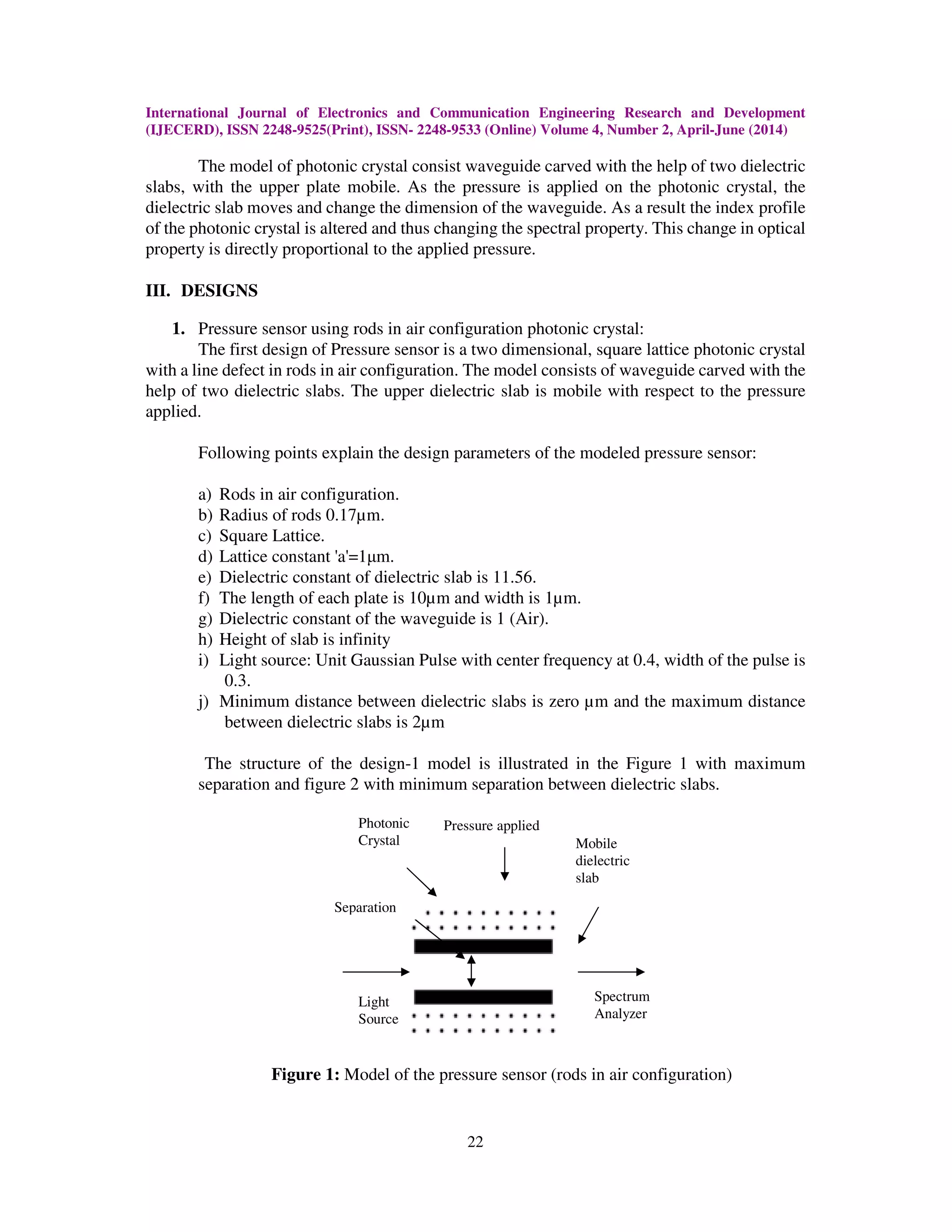 A DESIGN AND SIMULATION OF OPTICAL PRESSURE SENSOR BASED ON PHOTONIC CRYSTAL IN SUB-MICRON RANGE ...