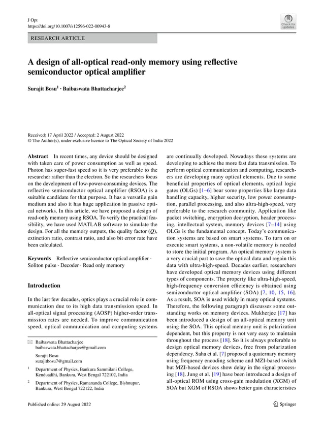 A design of all-optical read-only memory using reflective semiconductor ...