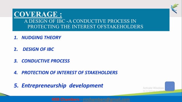 A DESIGN OF IBC - A CONDUCTIVE PROCESS IN PROTECTING THE INTEREST OF ...