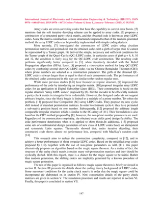 A design of parity check matrix for short irregular ldpc codes via magic | PDF