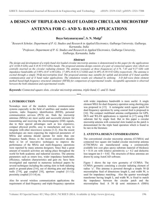 A design of triple band slot loaded circular microstrip antenna for c ...