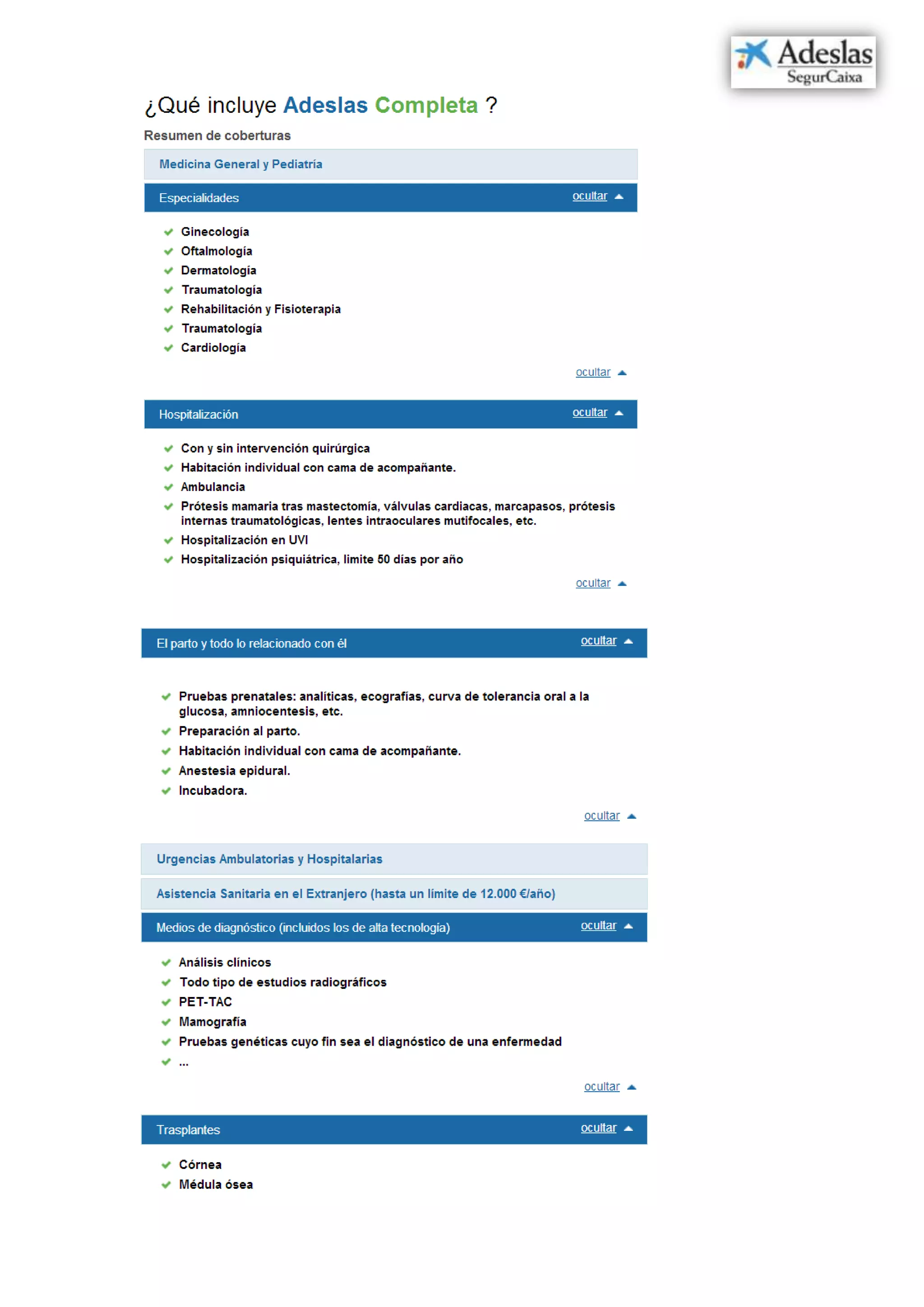 Adeslas COMPLETA descripción web de coberturas 2013 | PDF