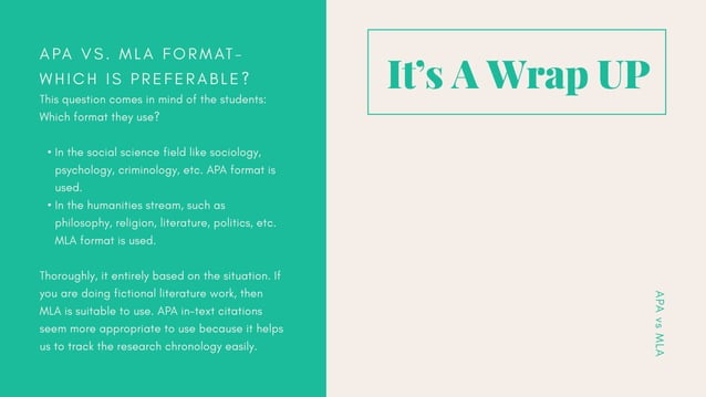 A Detailed Comparison between APA vs MLA format | PPT