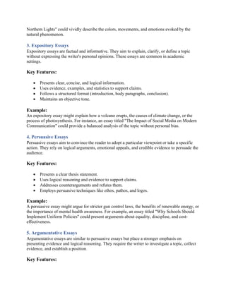 A Detailed Guide on Types of Essays – Learn with Examples | PDF