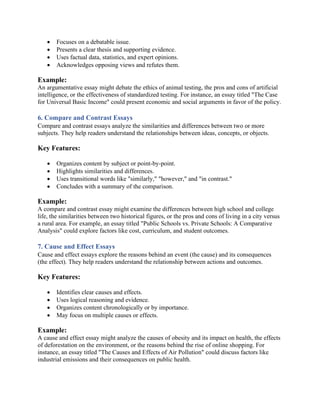 A Detailed Guide on Types of Essays – Learn with Examples | PDF