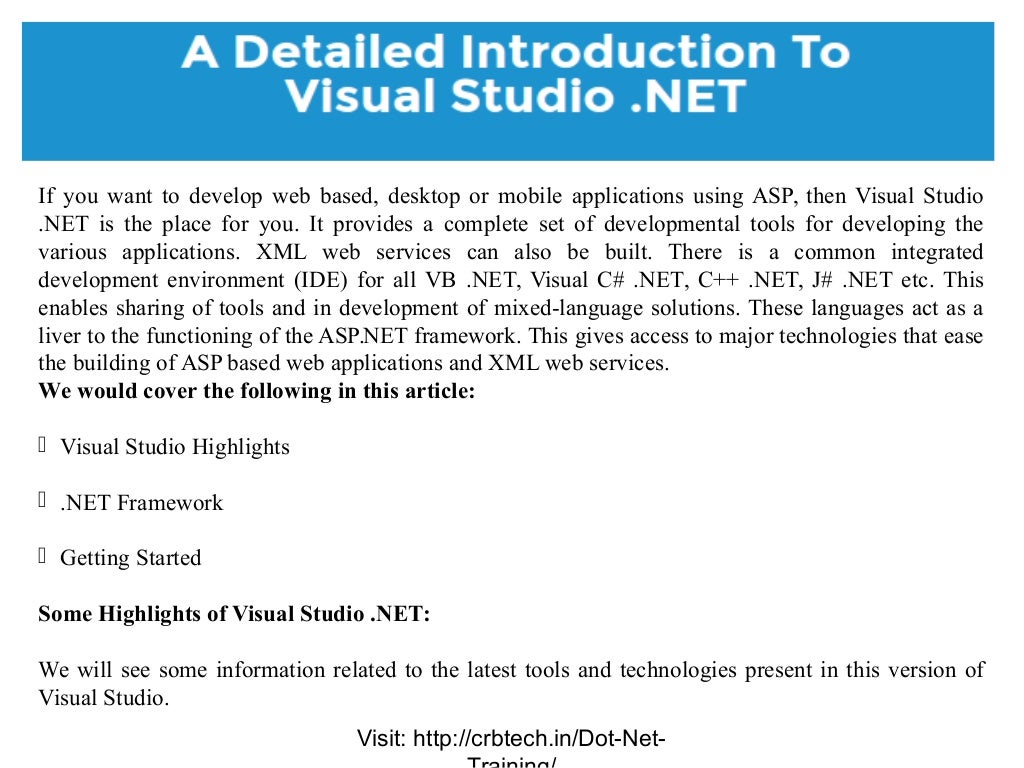 A detailed introduction_to_visual_studio_