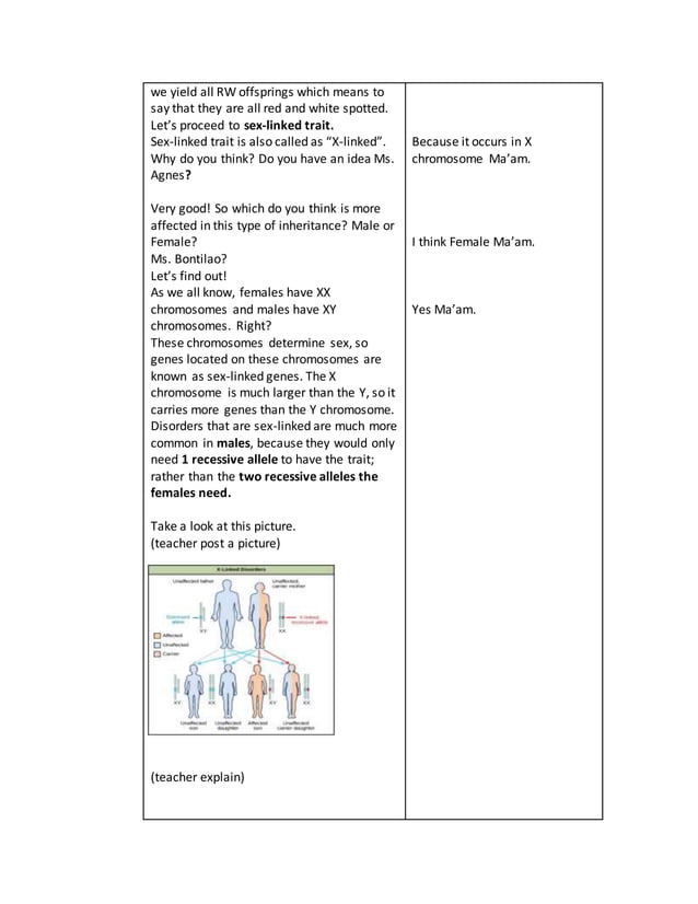 A detailed lesson plan in biology for grade 9 | DOCX | Genetics | Science