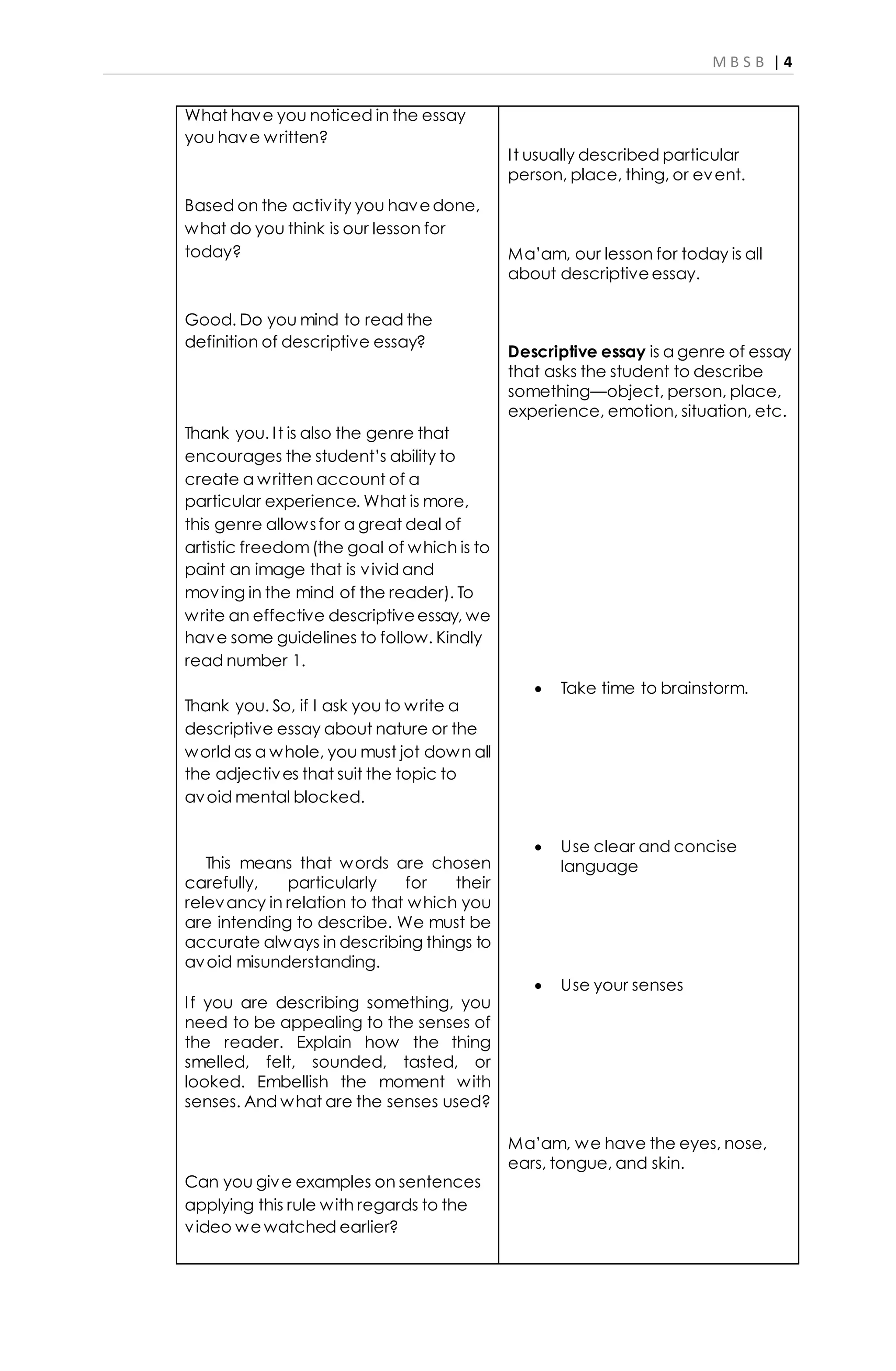 Lesson Plan.descriptive essay | DOCX