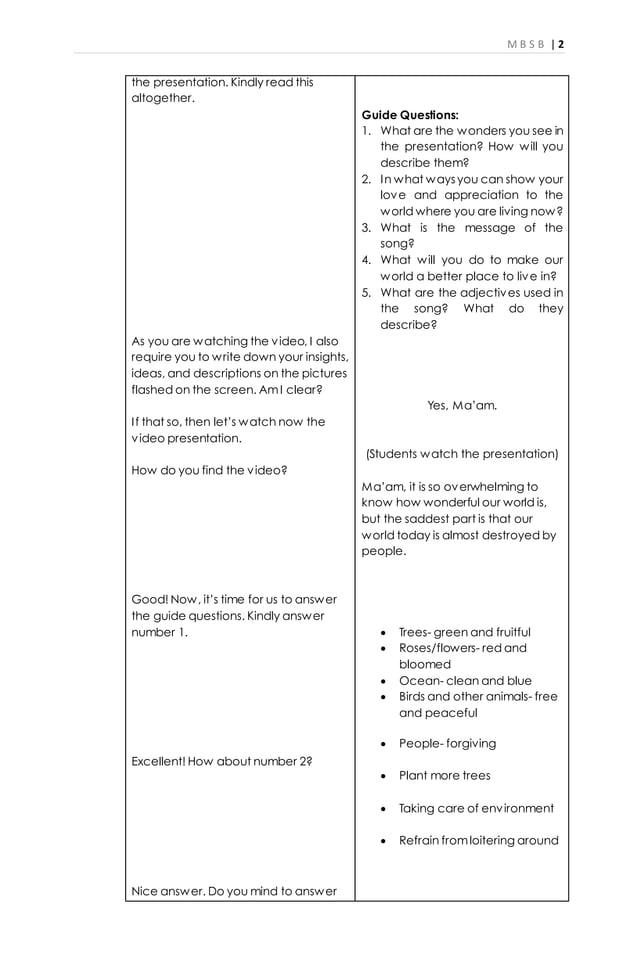 Lesson Plan.descriptive essay | DOCX | Homework and Study | Education