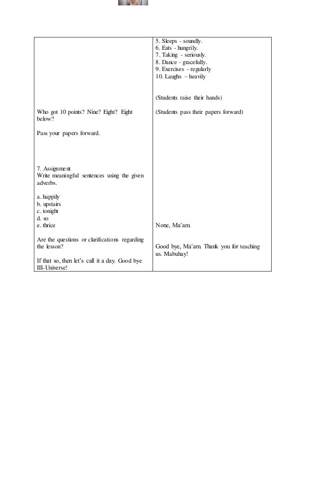 Detailed Lesson Plan In English Grade 9 Adverb Lesson Plan