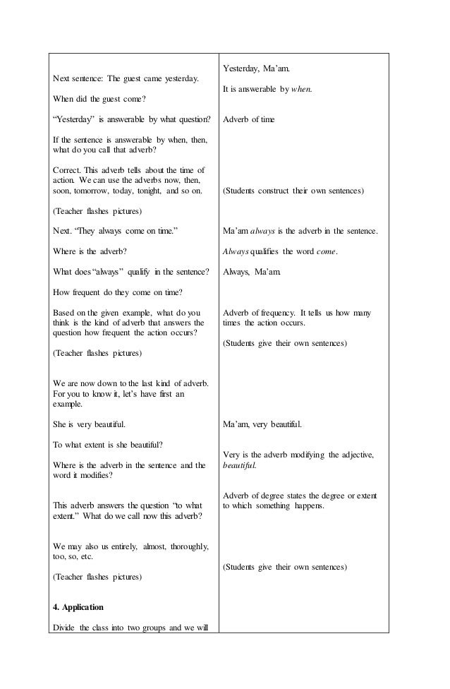 Detailed Lesson Plan In English Grade 9 Adverb Lesson Plan