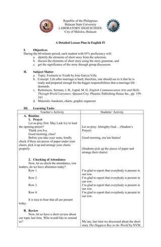 A Detailed Lesson Plan in English IV | DOCX