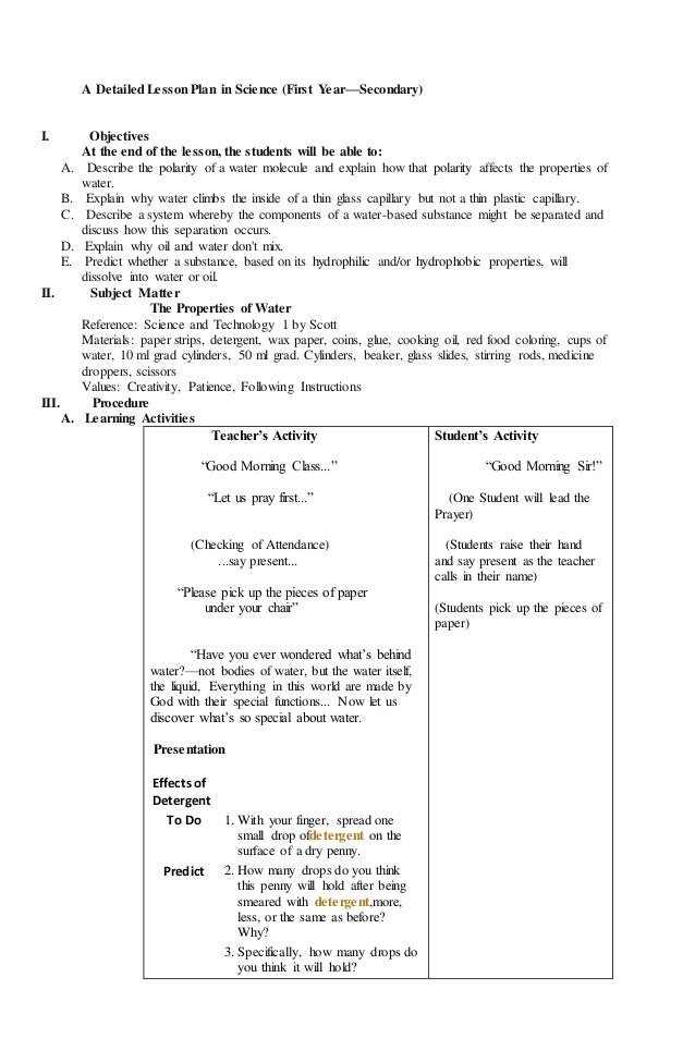A detailed lesson plan in mathematics