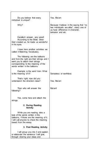 A detailed lesson plan in reading for grade 10 | DOCX