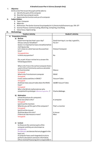 A detailed lesson plan in science | PDF