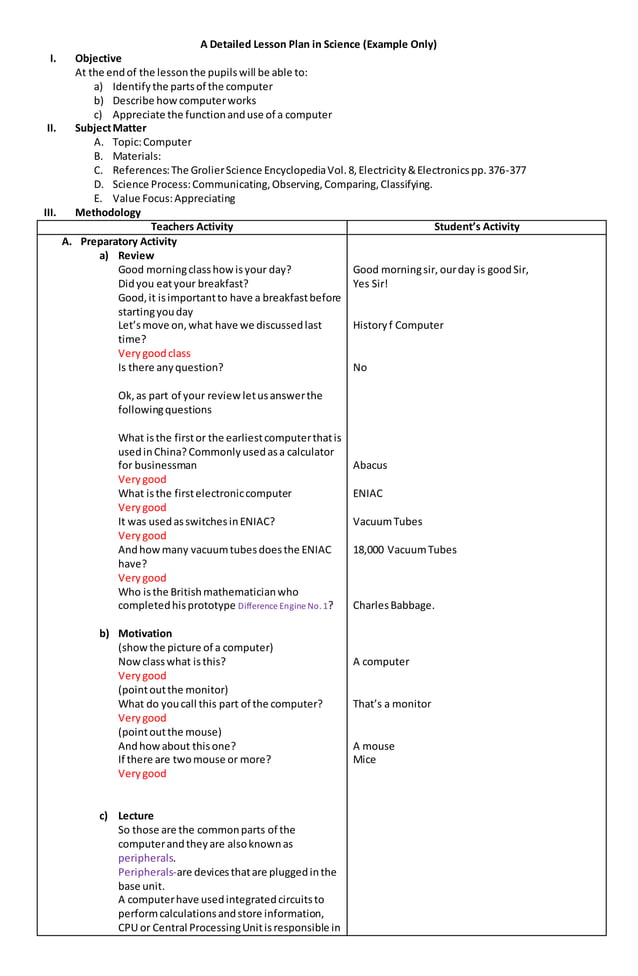 A detailed lesson plan in science | PDF