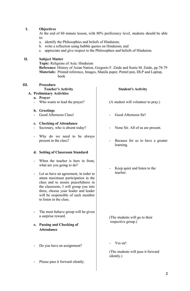 A detailed lesson plan in social studies II | DOC