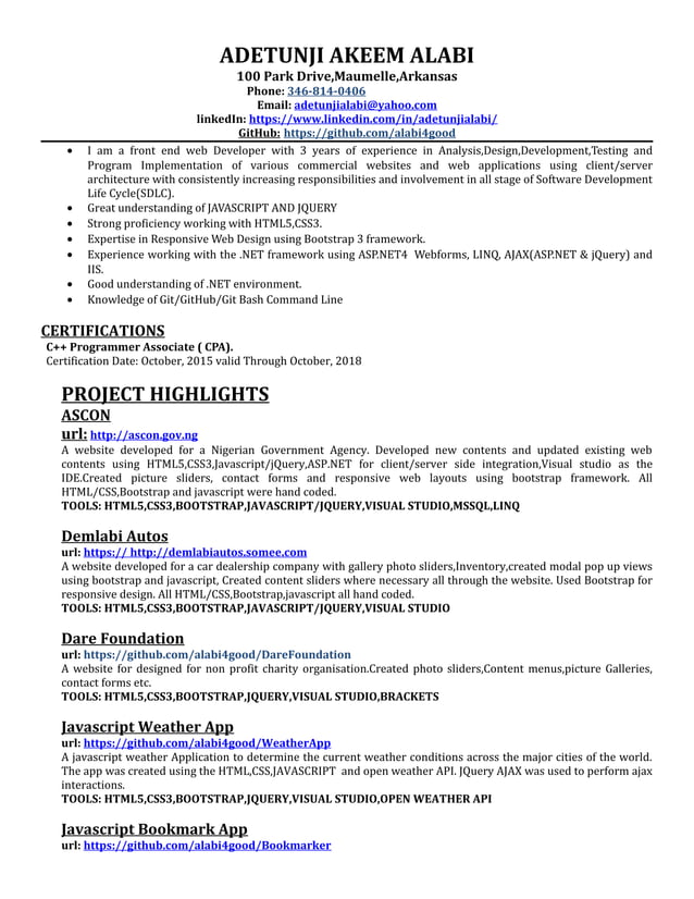 Adetunji's resume | PDF