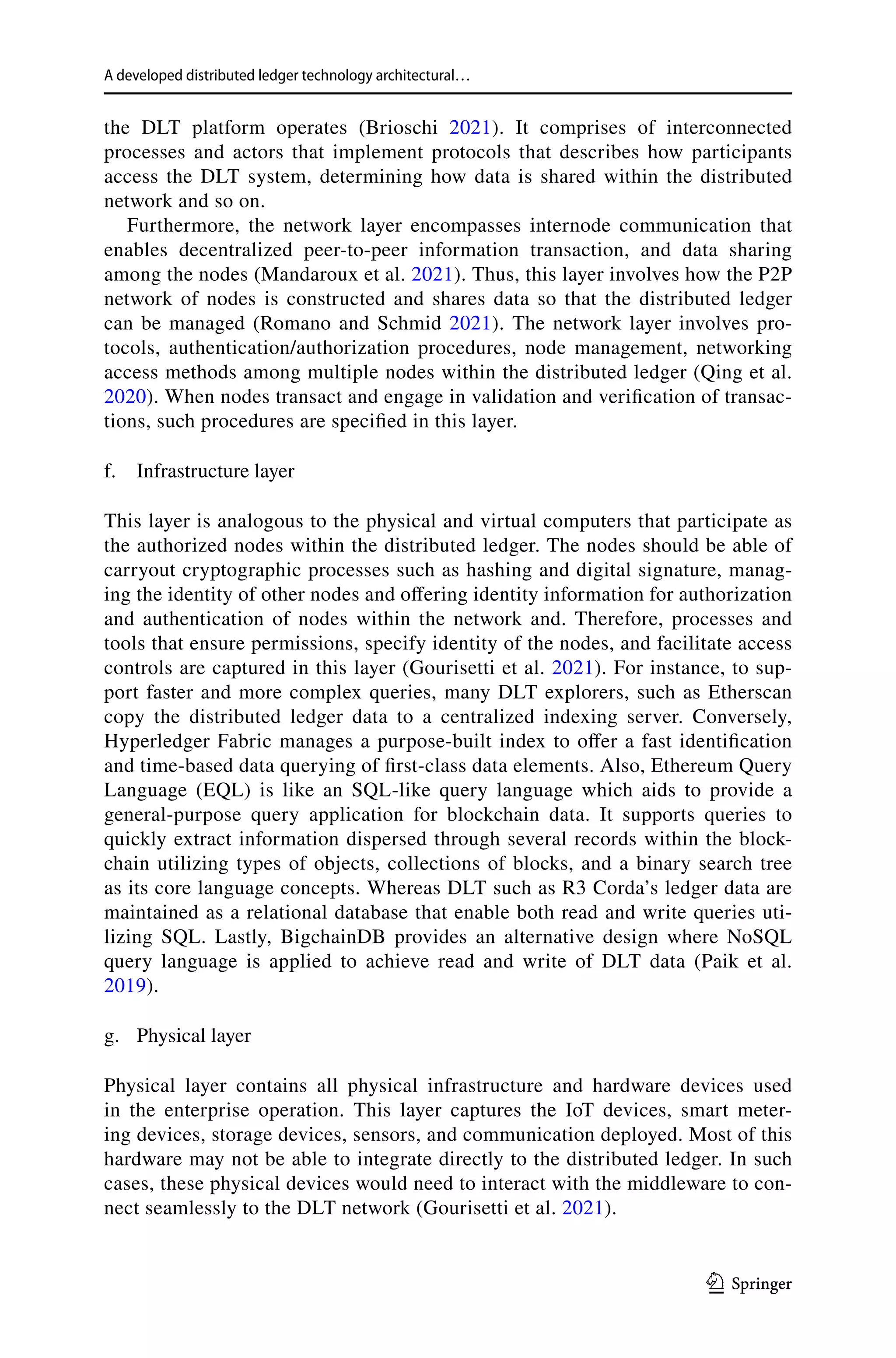 A developed distributed ledger technology architectural layer framework ...