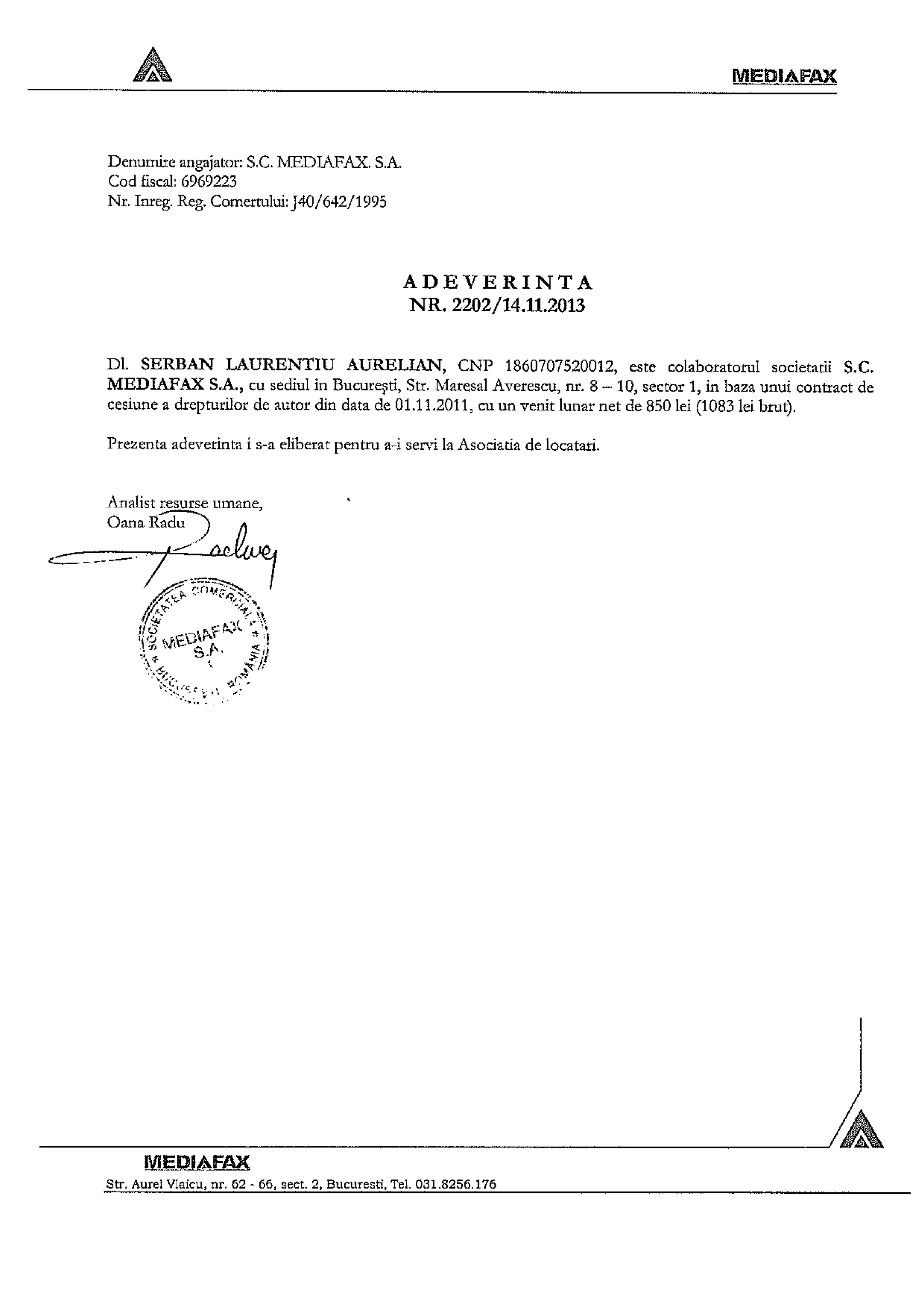 Adeverinta | PDF