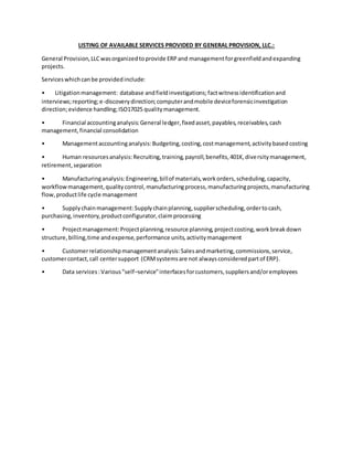 list of services linkedin | DOCX