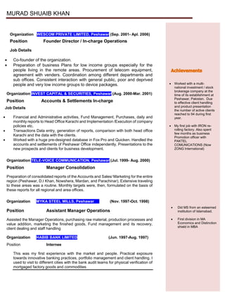 Murad Shuaib Khan CV (28-12-2015) | PDF