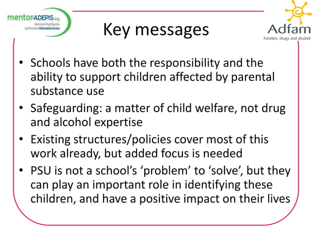 Identifying and supporting children affected by parental substance use ...