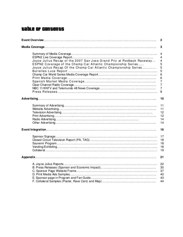 Generic 2007 Recap Report