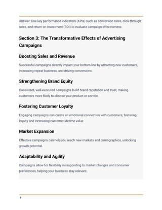 The Power of Advertising Campaigns: Fueling Business Success | PDF