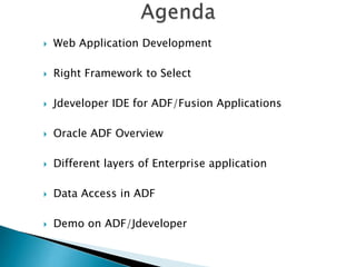 Adf & Jdeveloper overview | PPTX