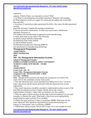 ignou mba solved assignments 2018 | PDF