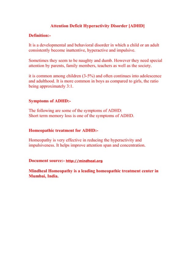 Attention Deficit Hyperactive Disorder and Behavioural disorder in ...