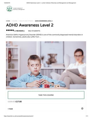 ADHD Awareness Level 2 - LIBM | PDF