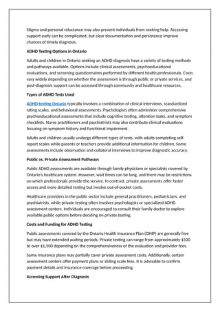 ADHD Diagnosis Ontario, ADHD Testing Ontario Explained What You Need to ...