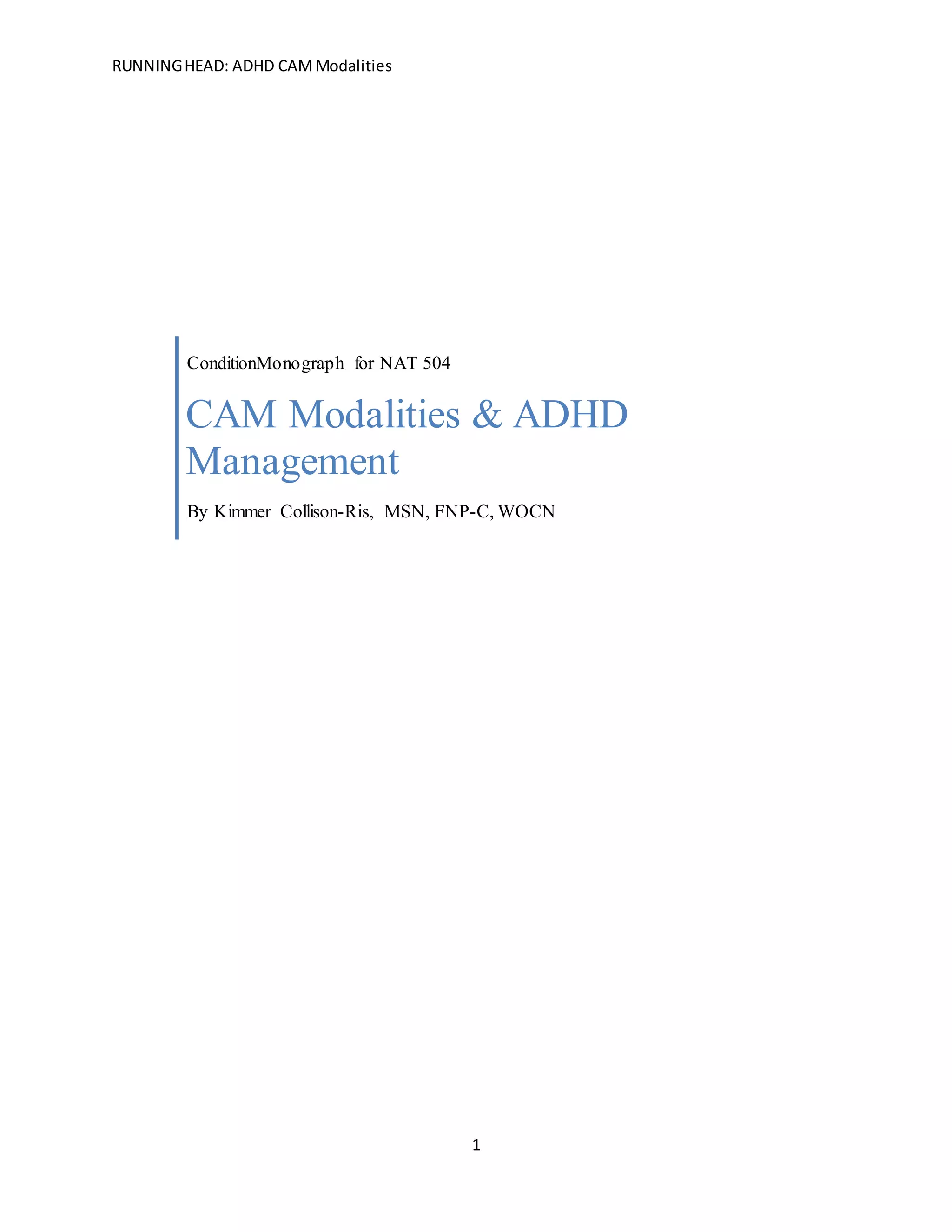 CAM Modalities & ADHD Management | DOCX
