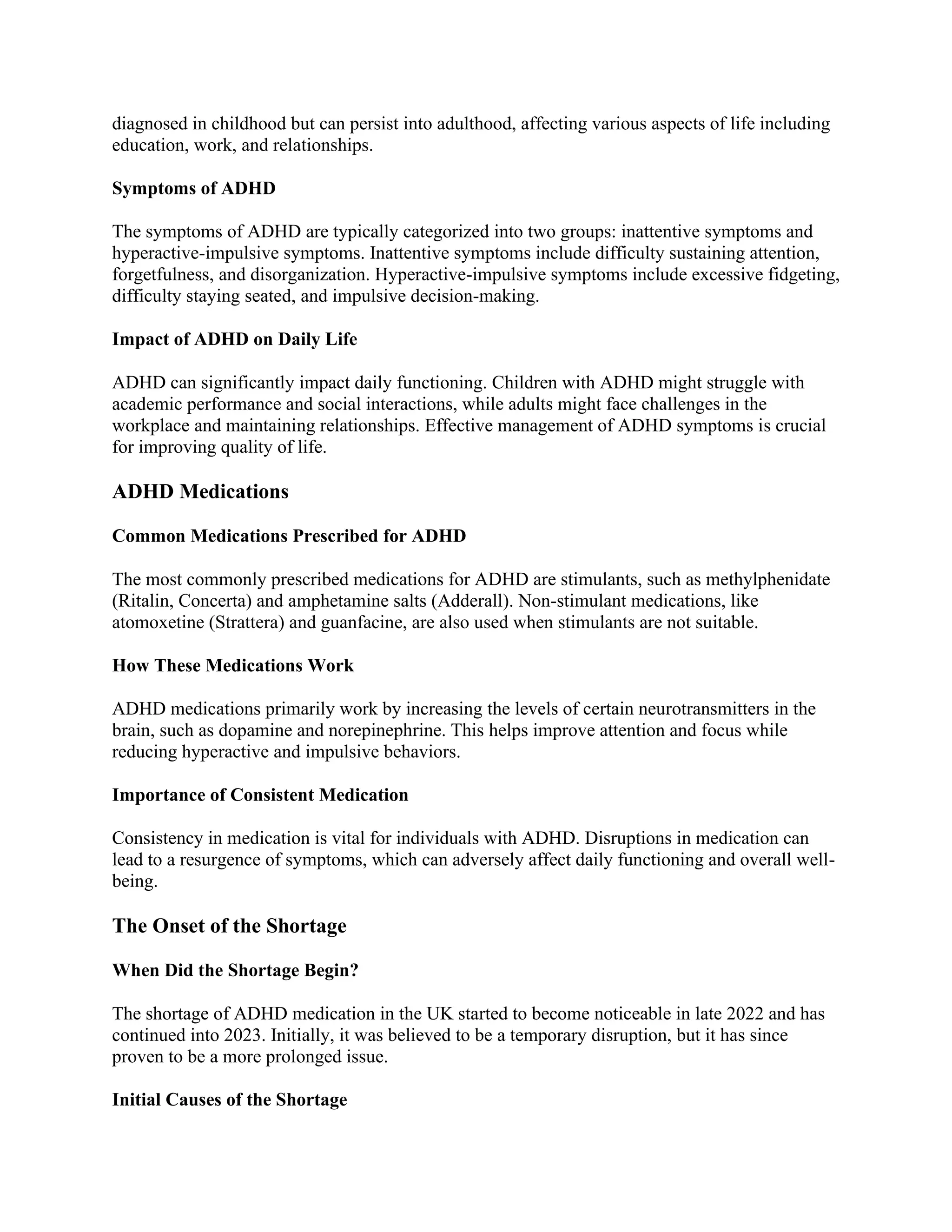 Adhd Medication Shortage Uk - trinexpharmacy.com