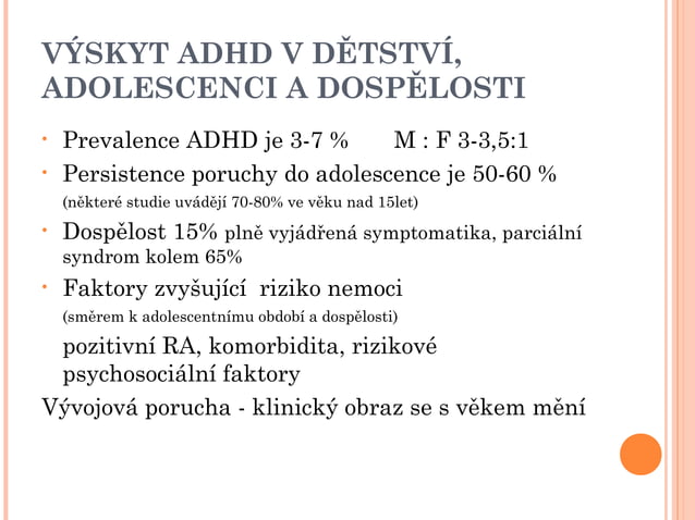 ADHD pohledem psychiatra – MUDr. Michal Považan | PPT