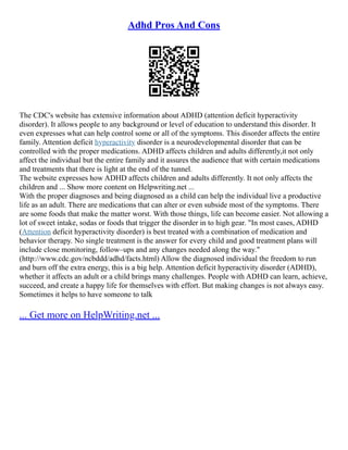 Adhd Pros And Cons | PDF