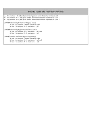 Adhd rating teacher | PDF