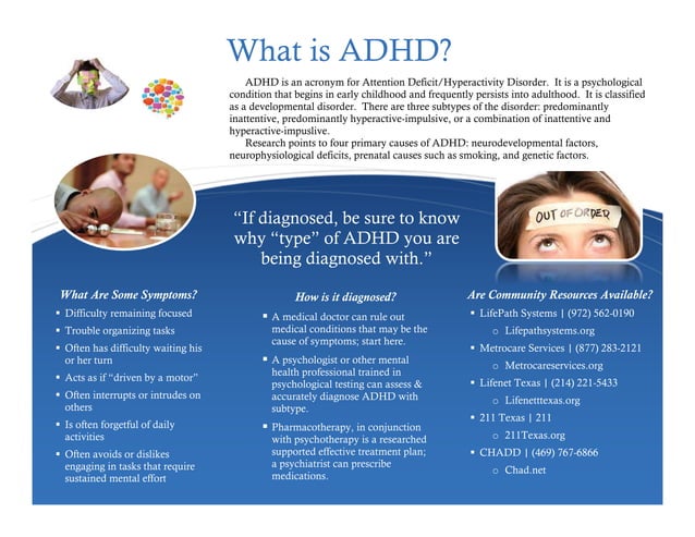 Adult ADHD Dallas Resources: Trifold Brochure | PPT