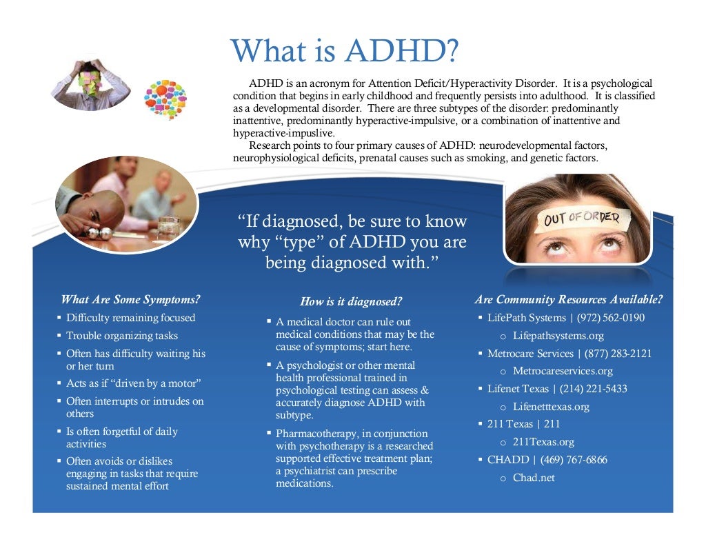 Adult ADHD Dallas Resources Trifold Brochure Adult ADHD Dallas Resources Trifold Brochure