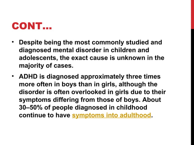 ADHD (attention deficit and hyperactivity disorder) | PPT