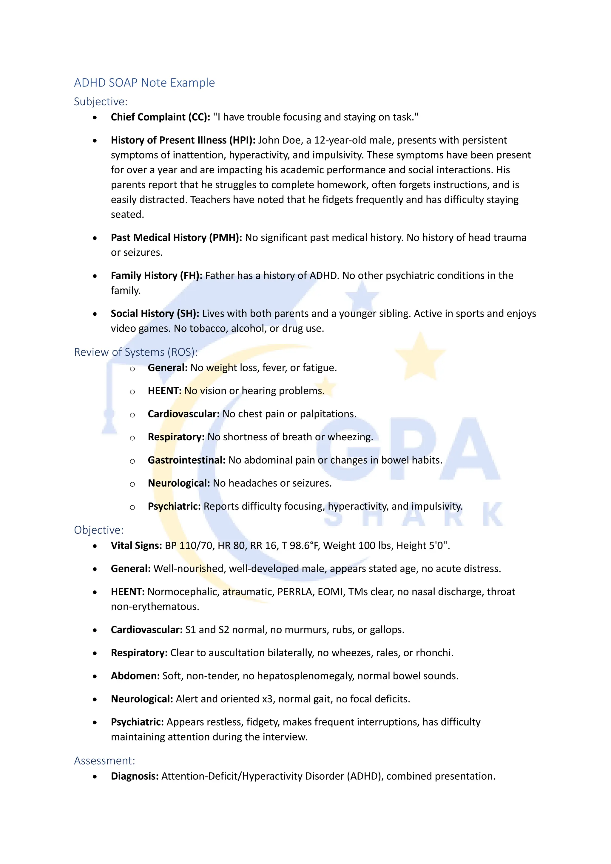 ADHD SOAP Note Example | SOAP Note Writing Services.pdf