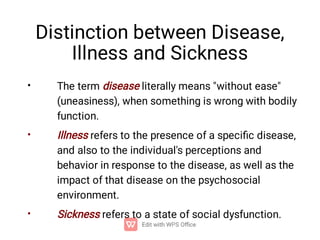 Explain about illness it's effects and difference with sickness | PDF