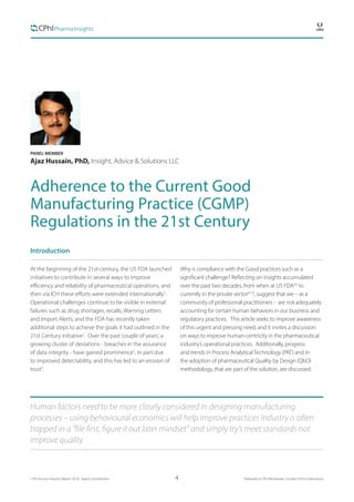 Adherence to the Cuurent Good manufacturing Practices (CGMP ...