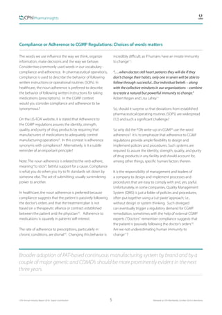 Adherence to the Cuurent Good manufacturing Practices (CGMP ...