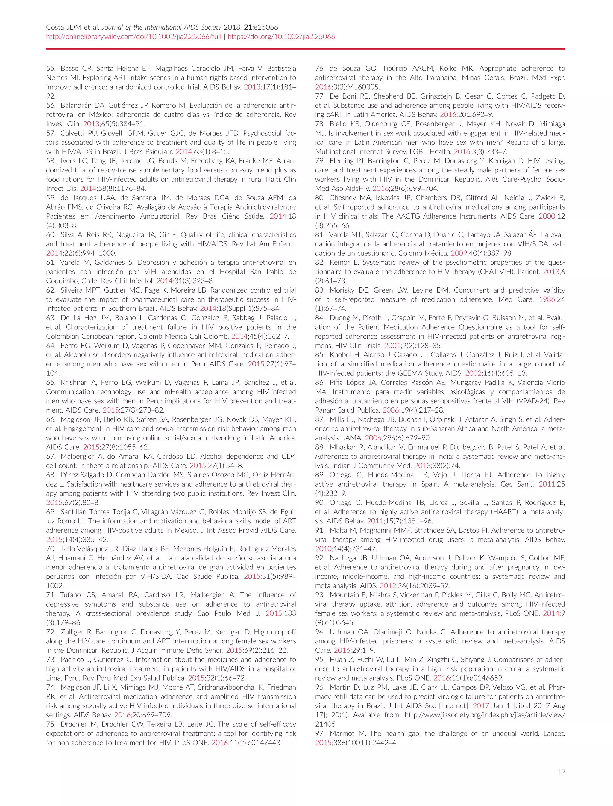 Adherencia al tarv en am latina y caribe | PDF