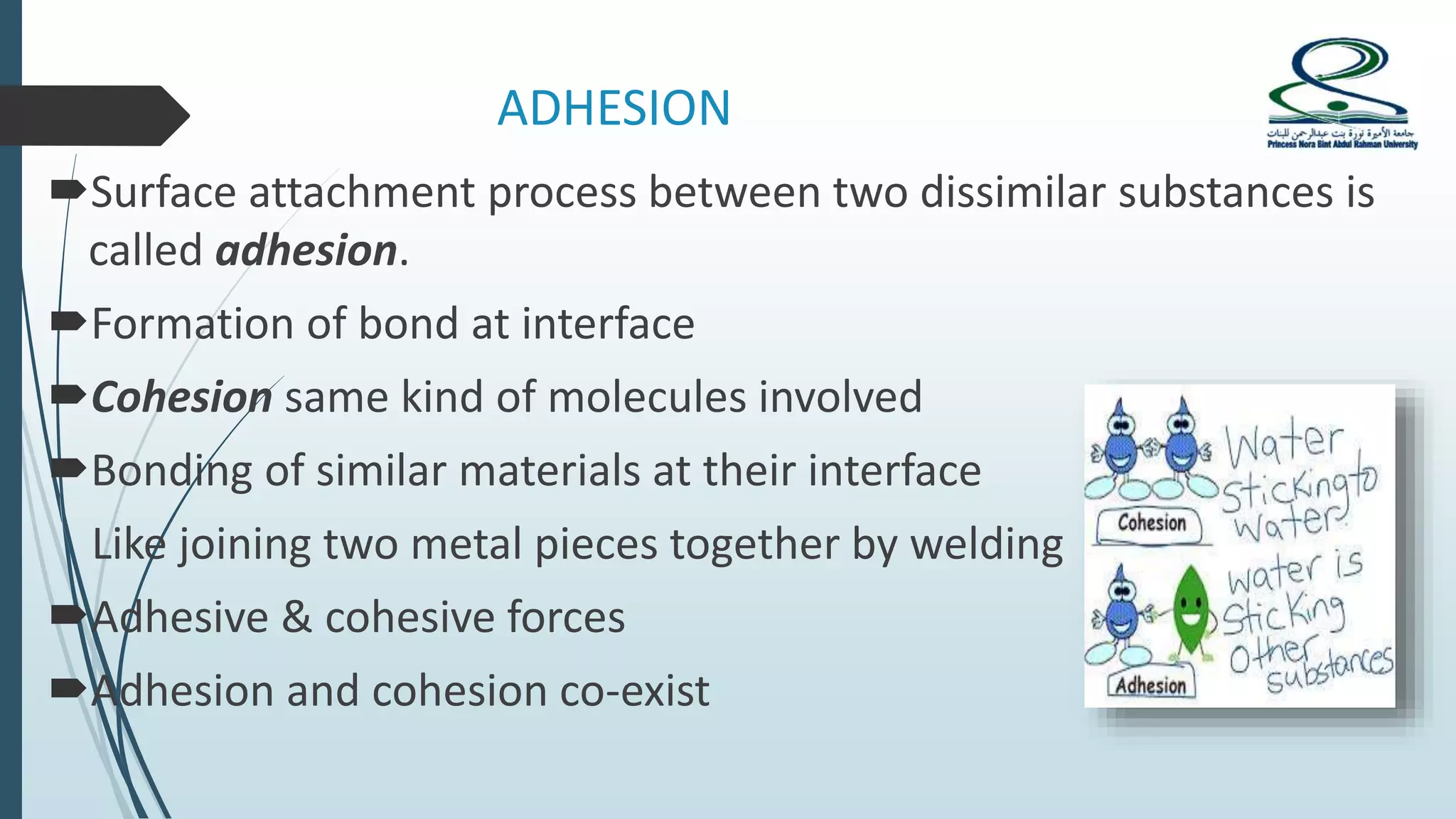 Adhesion and surface phenomenon | PPTX