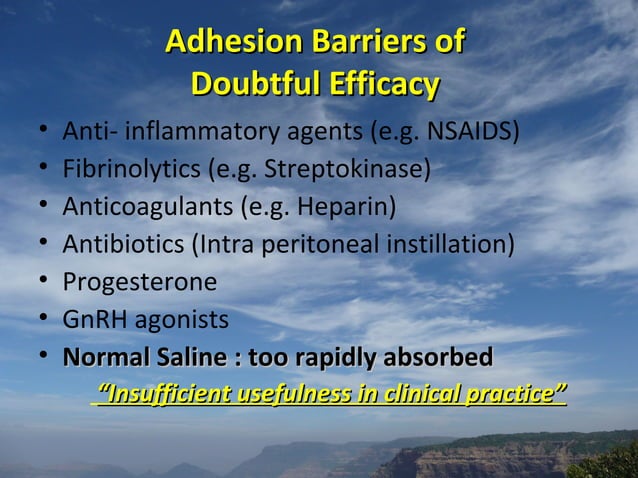 Adhesion prevention | PPT | Infertility | Reproductive Health