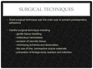 Adhesion prevention - Dr. dr. Brahmana., SpOG(K) | PPTX